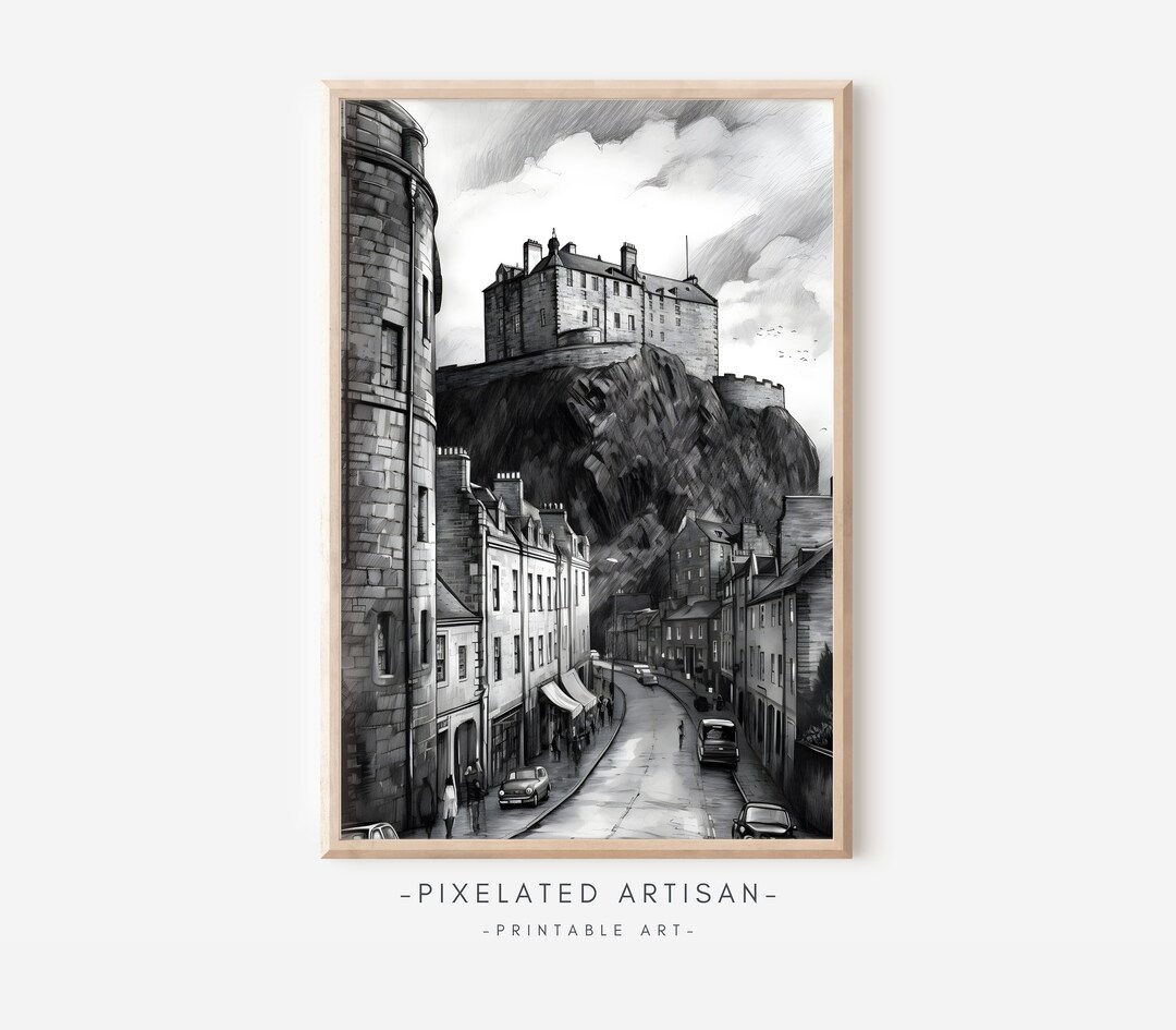Edinburgh Castle Scotland Sketch | Instant Digital Download | Edinburgh ...