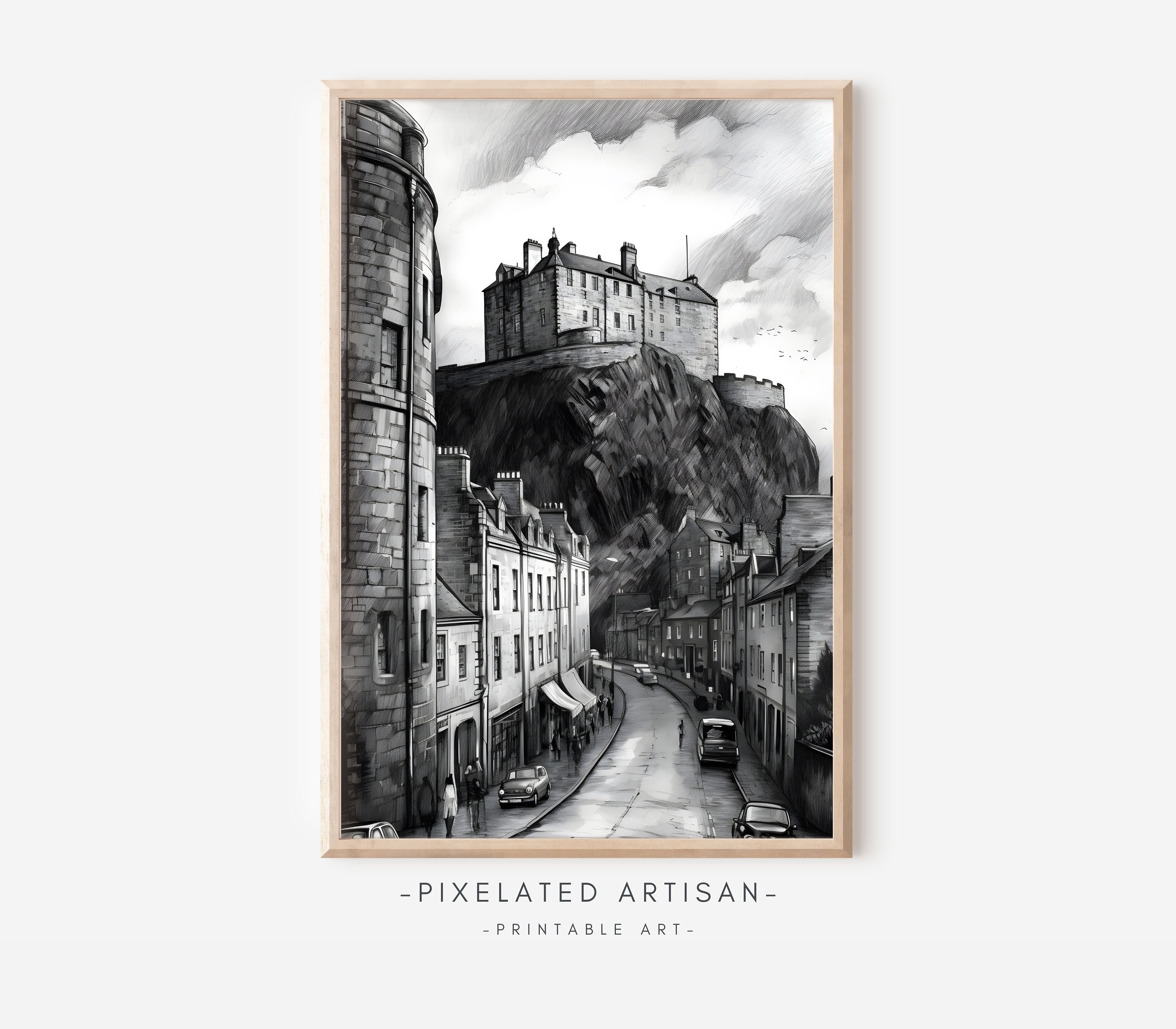 Edinburgh Castle Scotland Sketch Instant Digital Download Edinburgh ...