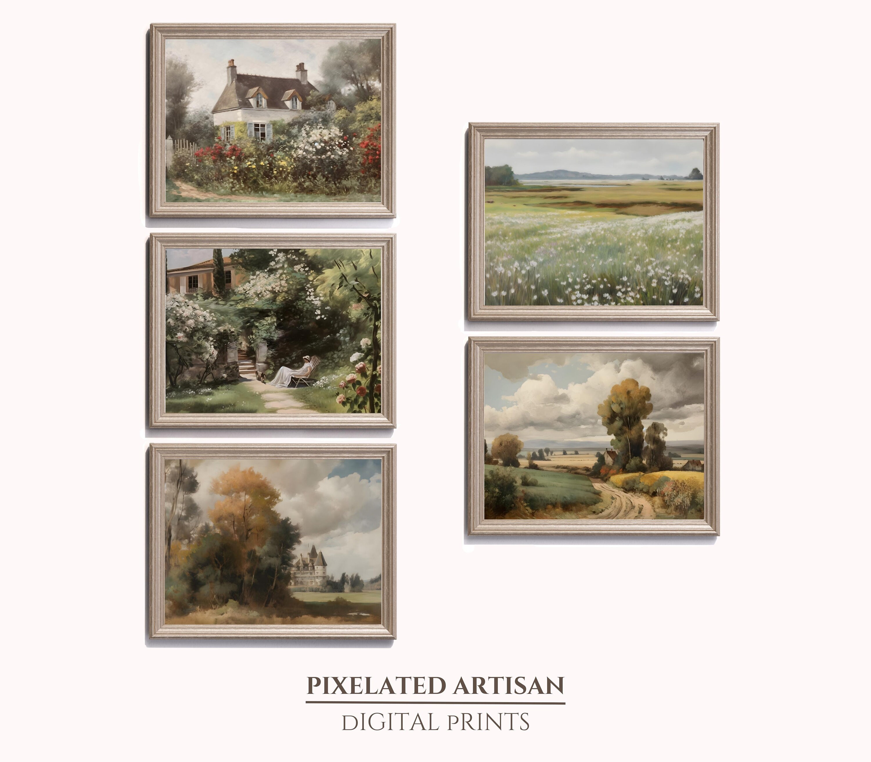 French Country Gallery Wall Art Set of 10 Vintage Living Room Decor ...