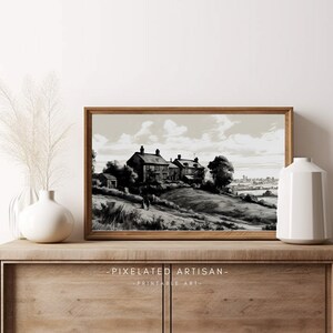 English Countryside Sketch | Instant Digital Download | England Antique ...