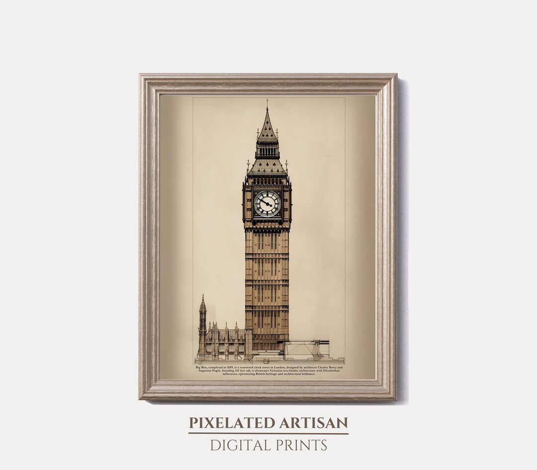 Big Ben Technical Drawing - Printable Artworks - Architectural Wall ...