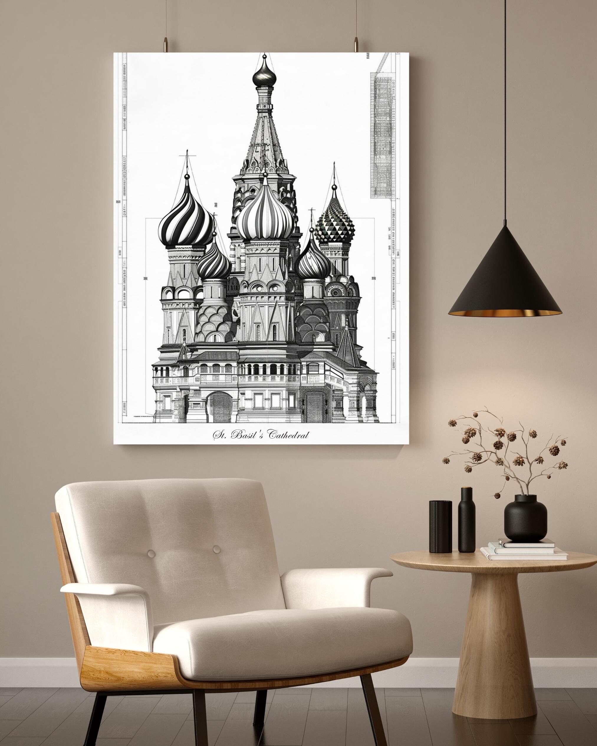 St Basils Cathedral Technical Drawing Printable Artworks - Etsy