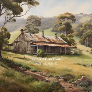 Australian Country Cottage Vintage Painting - Digital Download Wall ...