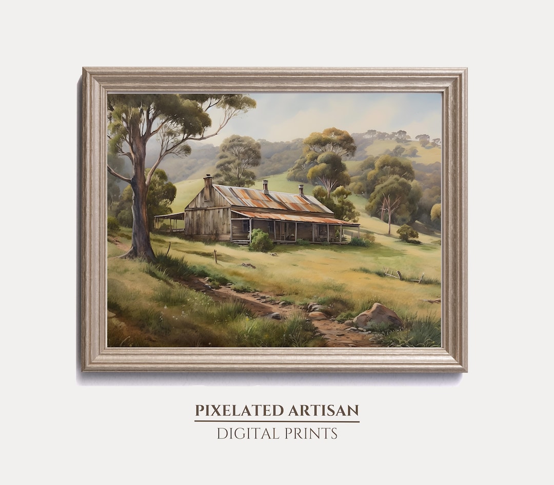 Australian Country Cottage Vintage Painting - Digital Download Wall ...