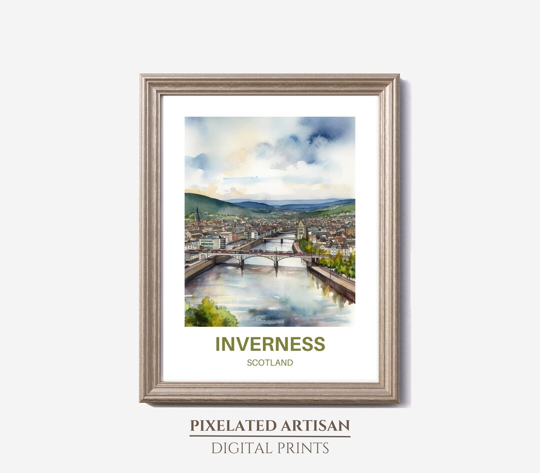 Inverness Watercolor Travel Poster Digital Download | European City Art ...