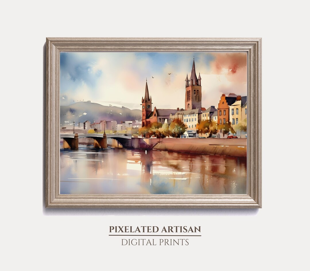 Inverness Watercolour Landscape Printable Wall Decor Scotland ...