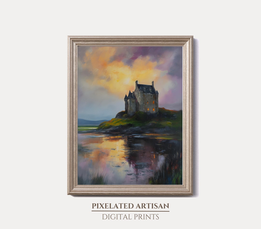 Moody Scotland Castle Impressionism Painting Printable Art | Instant ...