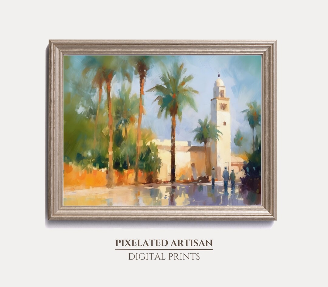 Koutoubia Mosque Morocco Impressionism Painting in the Style of Claude ...