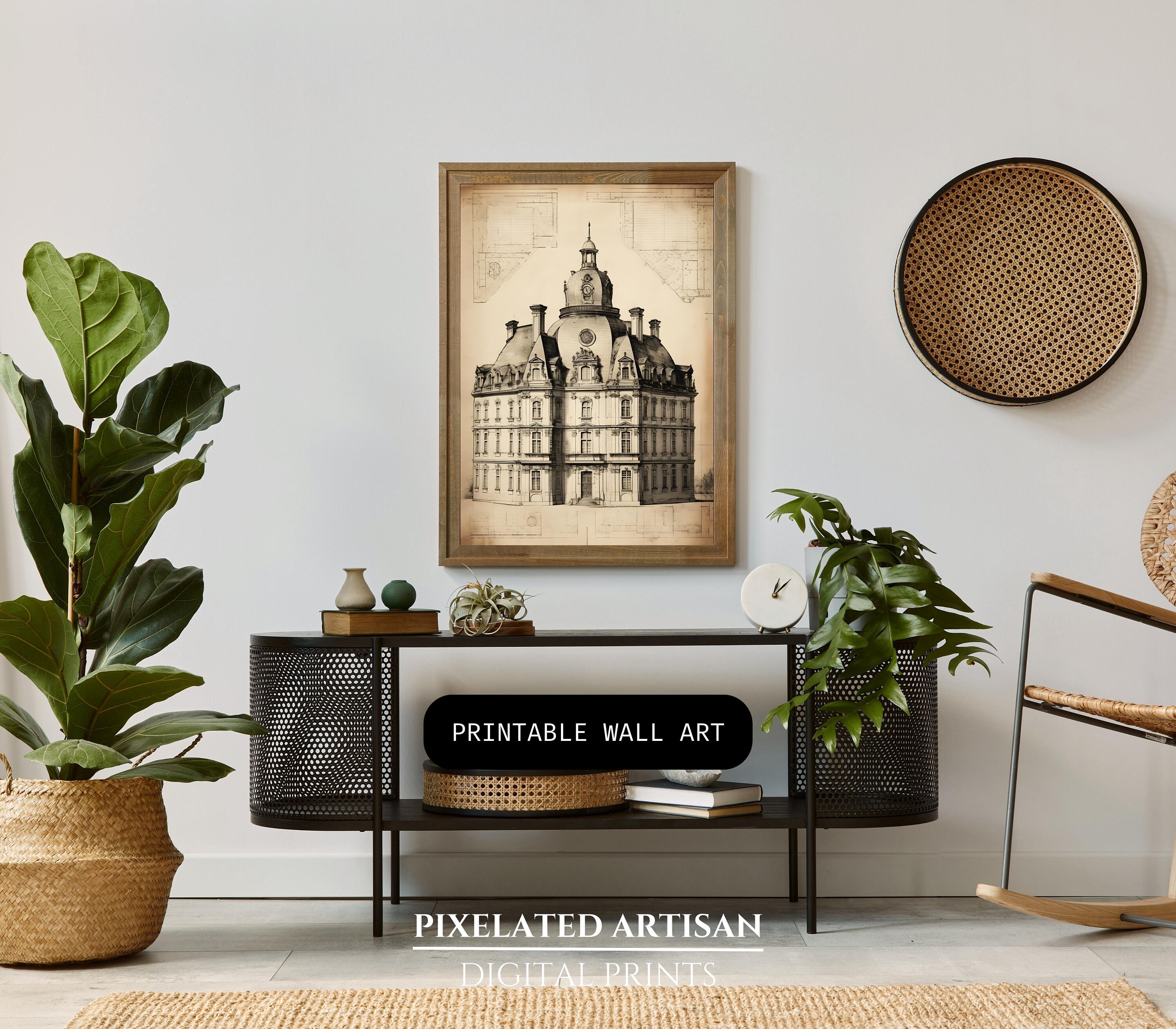 French Baroque Chateau Technical Drawing Printable Artworks - Etsy