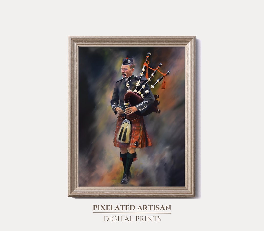 Scottish Bagpiper Impressionism Painting Printable Art | Instant ...