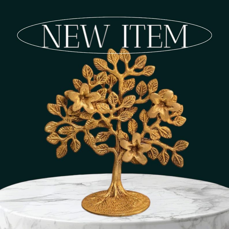 Handcrafted Brass Tree Decor With Floral Detailing | Decorative Metal ...