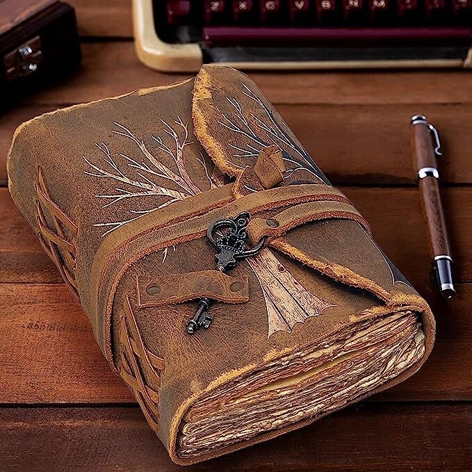 Vintage Tree of Life Leather Journal Antique Handmade Spell Book ...
