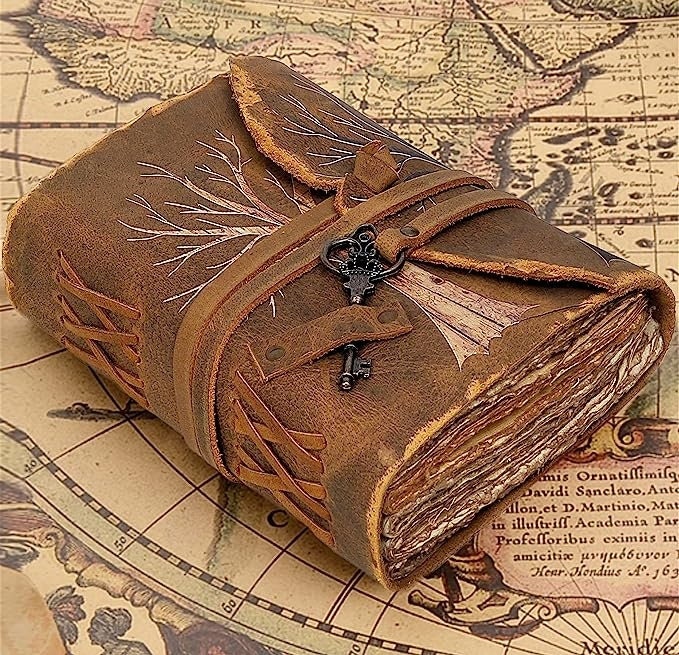 Vintage Tree of Life Leather Journal Antique Handmade Spell Book ...