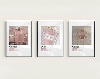 Luxury Set of 3 High End Fashion Wall Art, Poster Print Chic Hypebeast ...
