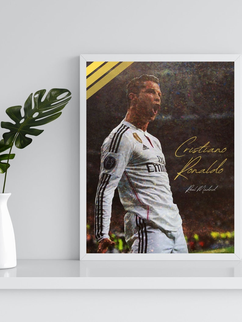 Cristiano Ronaldo Poster, Real Madrid, Soccer Poster, Textured Modern ...