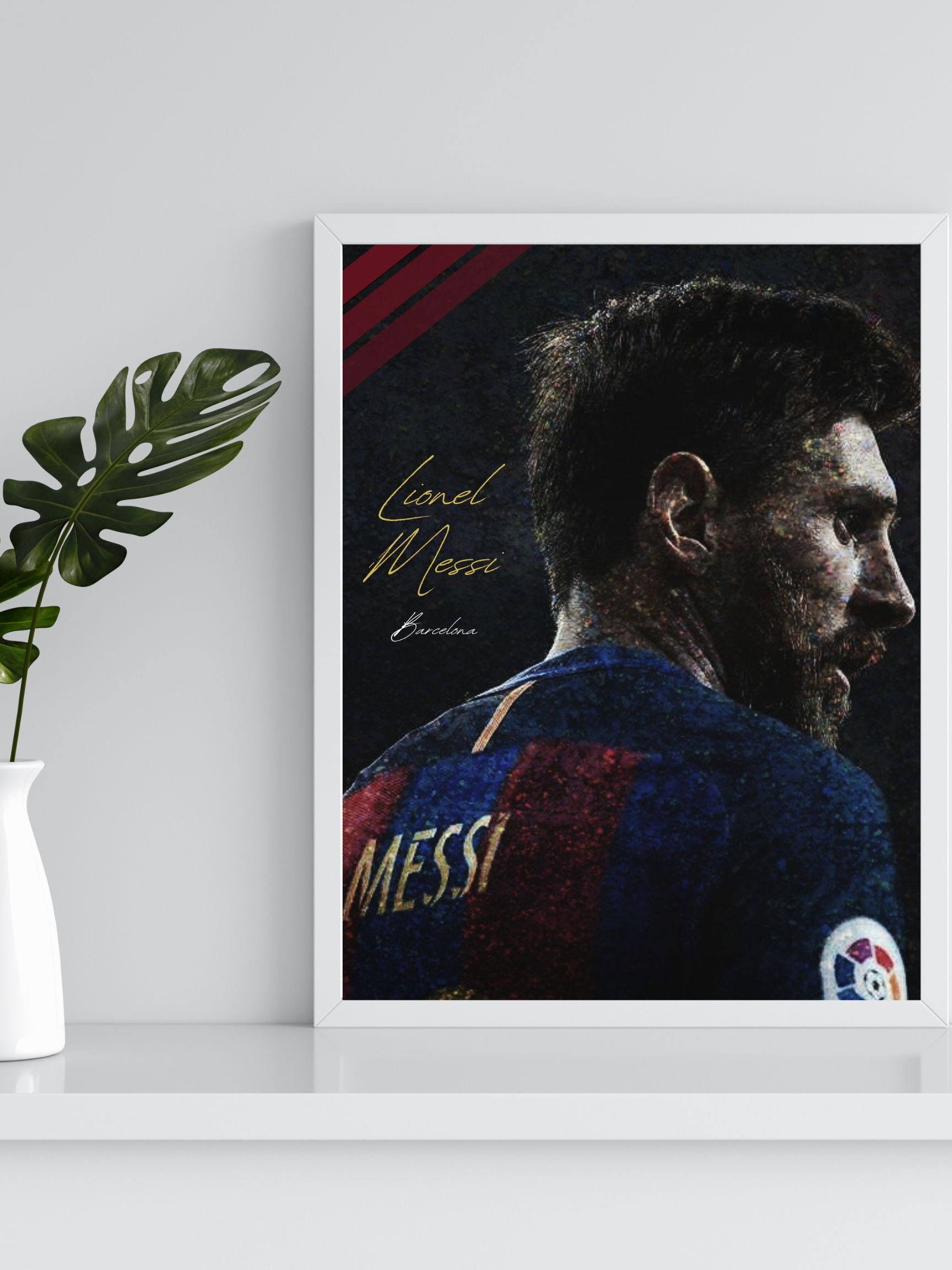 Lionel Messi Poster, Barcelona, Soccer Poster, Textured Modern, Wall ...