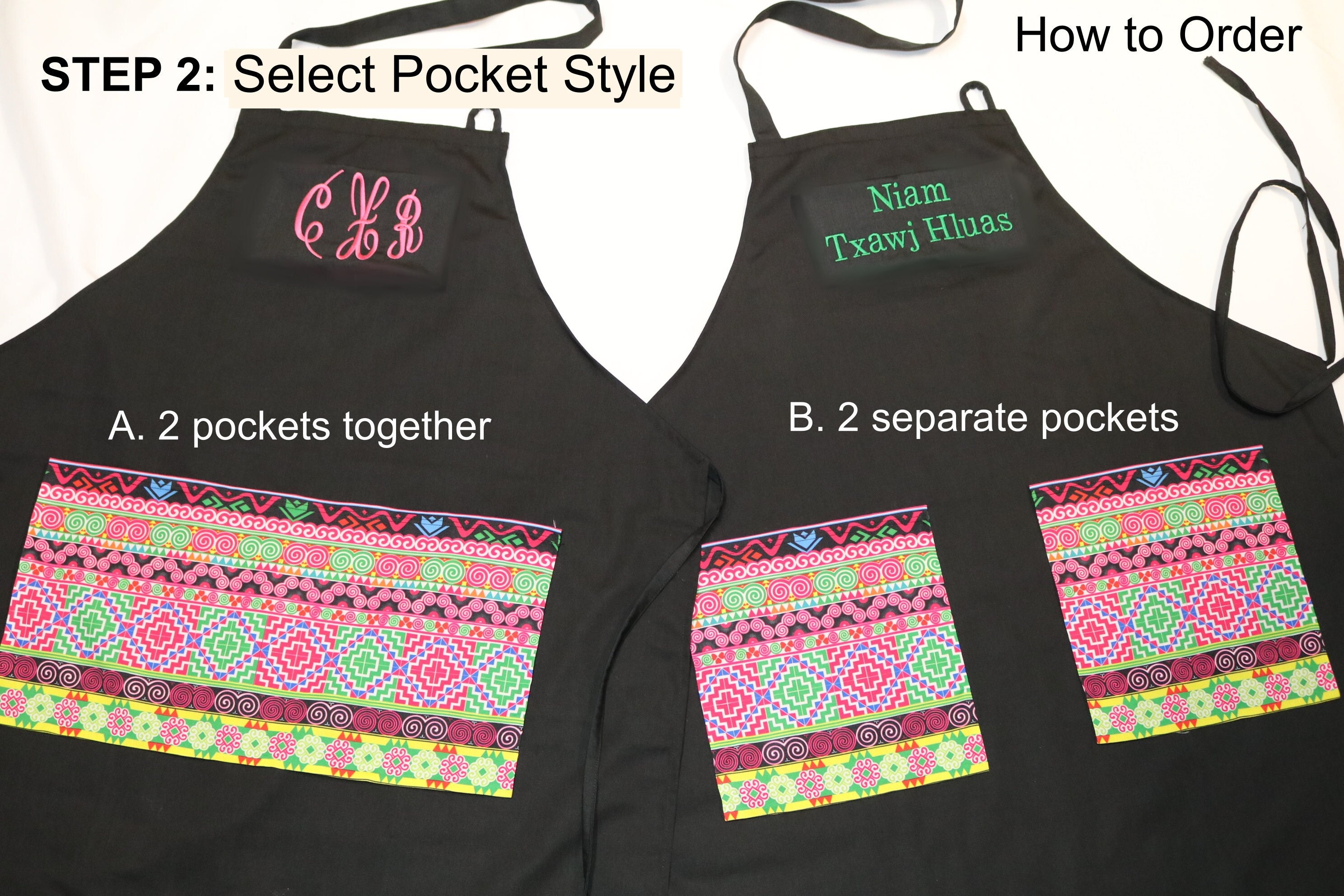 Personalize Embroidered Apron Hmong Apron Adjustable 2 Pockets Gift for ...
