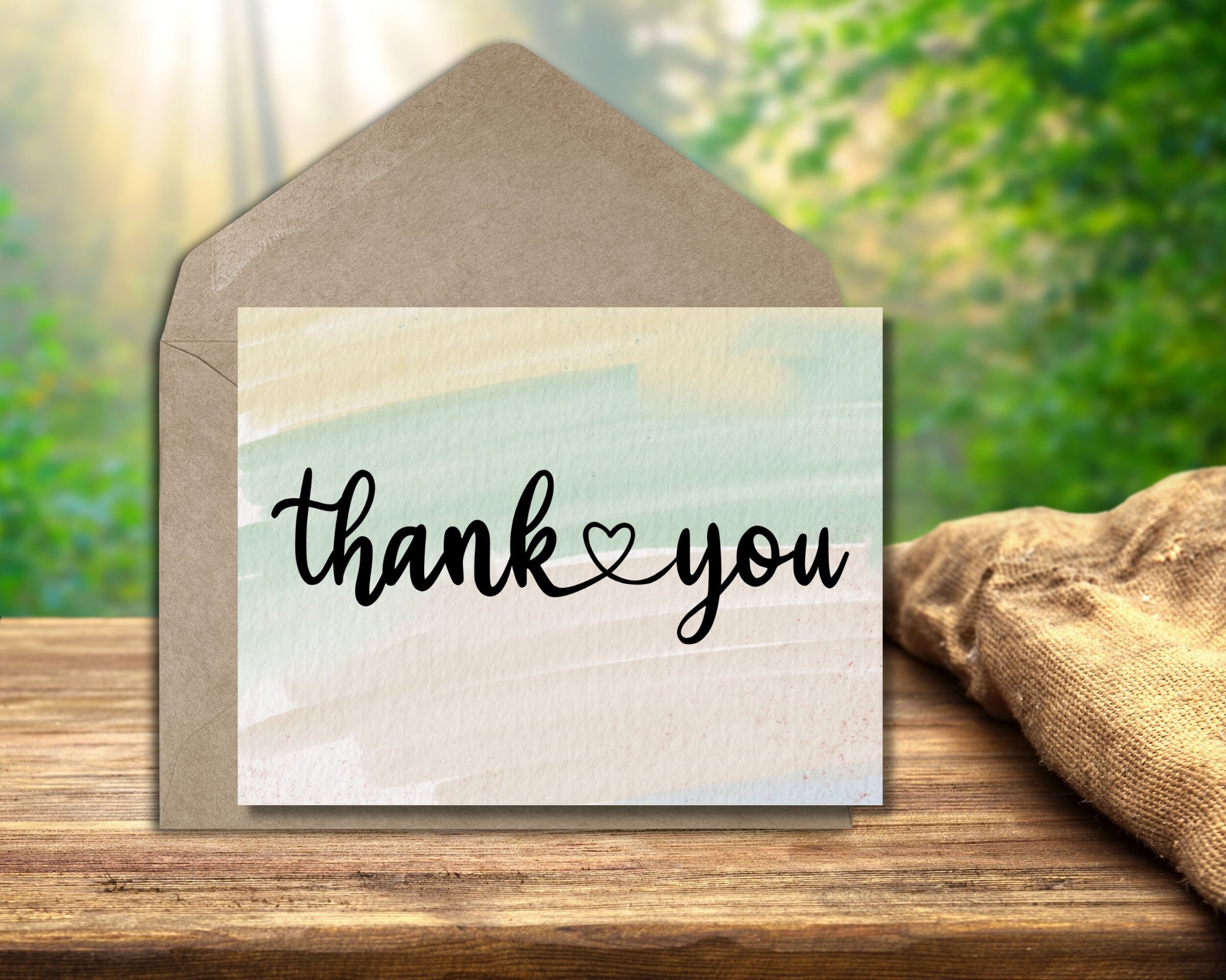 Thank You Printable Note Card Bundle, Foldable Watecolor Thank You ...