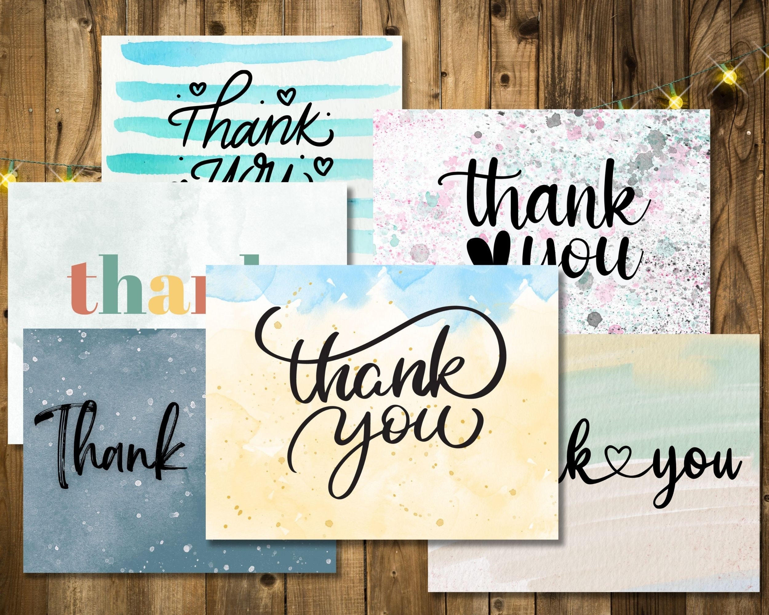 Thank You Printable Note Card Bundle, Foldable Watecolor Thank You ...