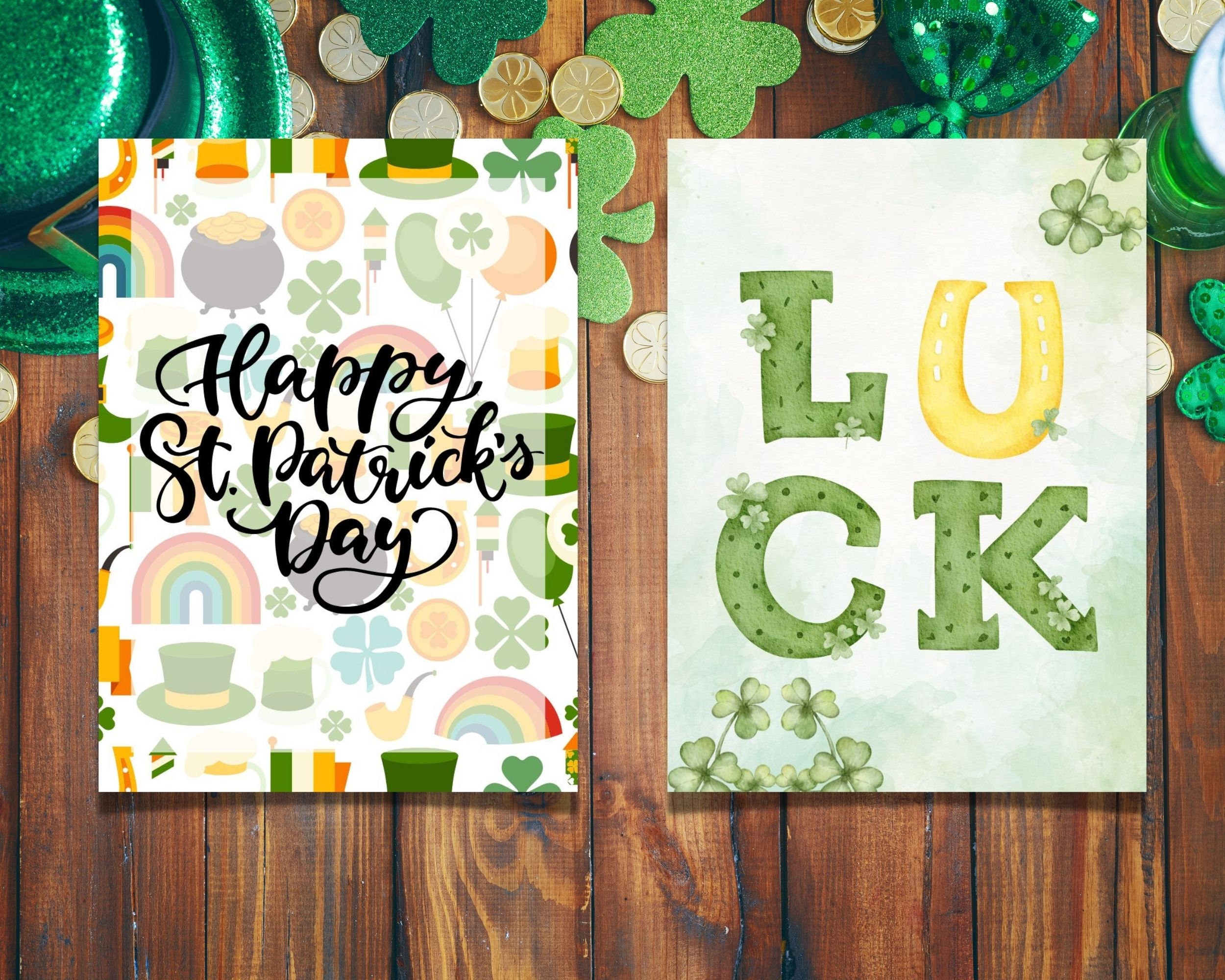 St. Patrick's Day Printable Note Card Bundle, Digital Download, INSTANT ...