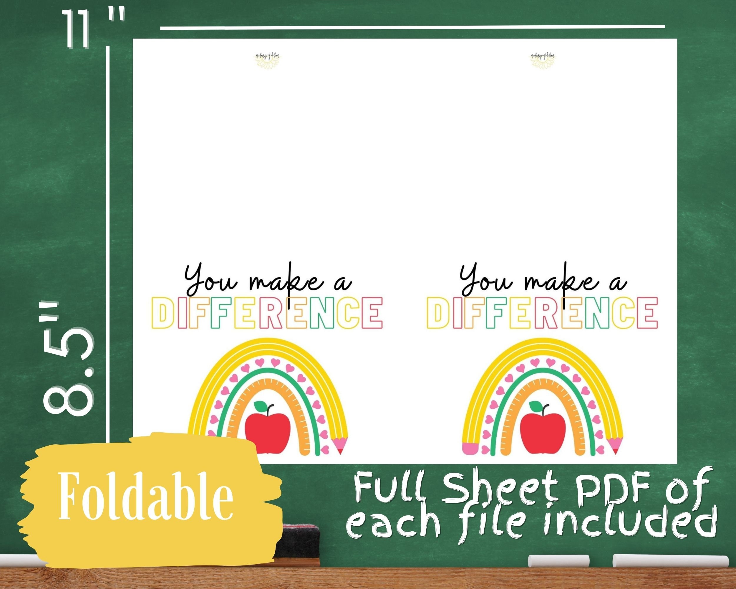 Teacher Appreciation Printable Thank You Card Bundle, Foldable Teacher ...