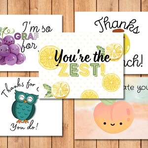 Thank You Food Pun Printable Note Card Bundle, Foldable Funny Thank You ...