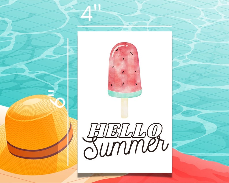Hello Summer Printable Bundle, 4x6 Summer Printable Decor, Summer ...