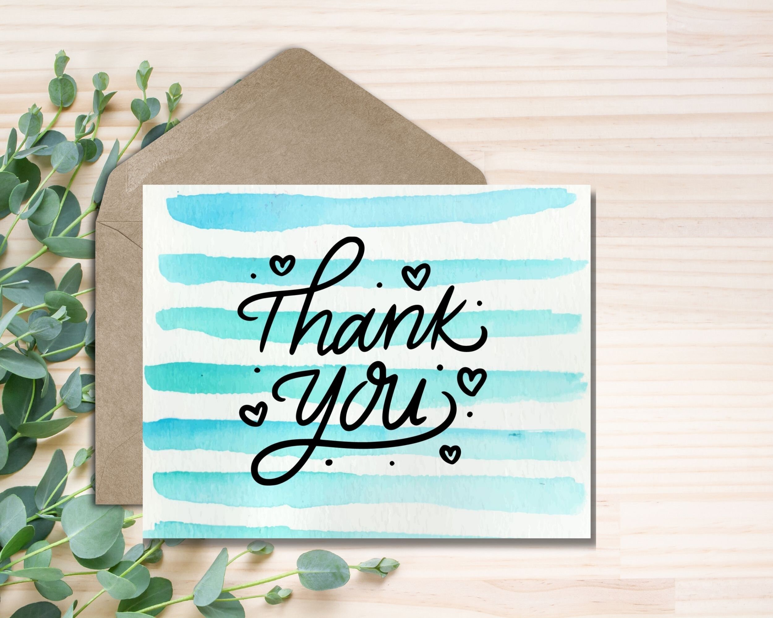 Thank You Printable Note Card Bundle, Foldable Watecolor Thank You ...