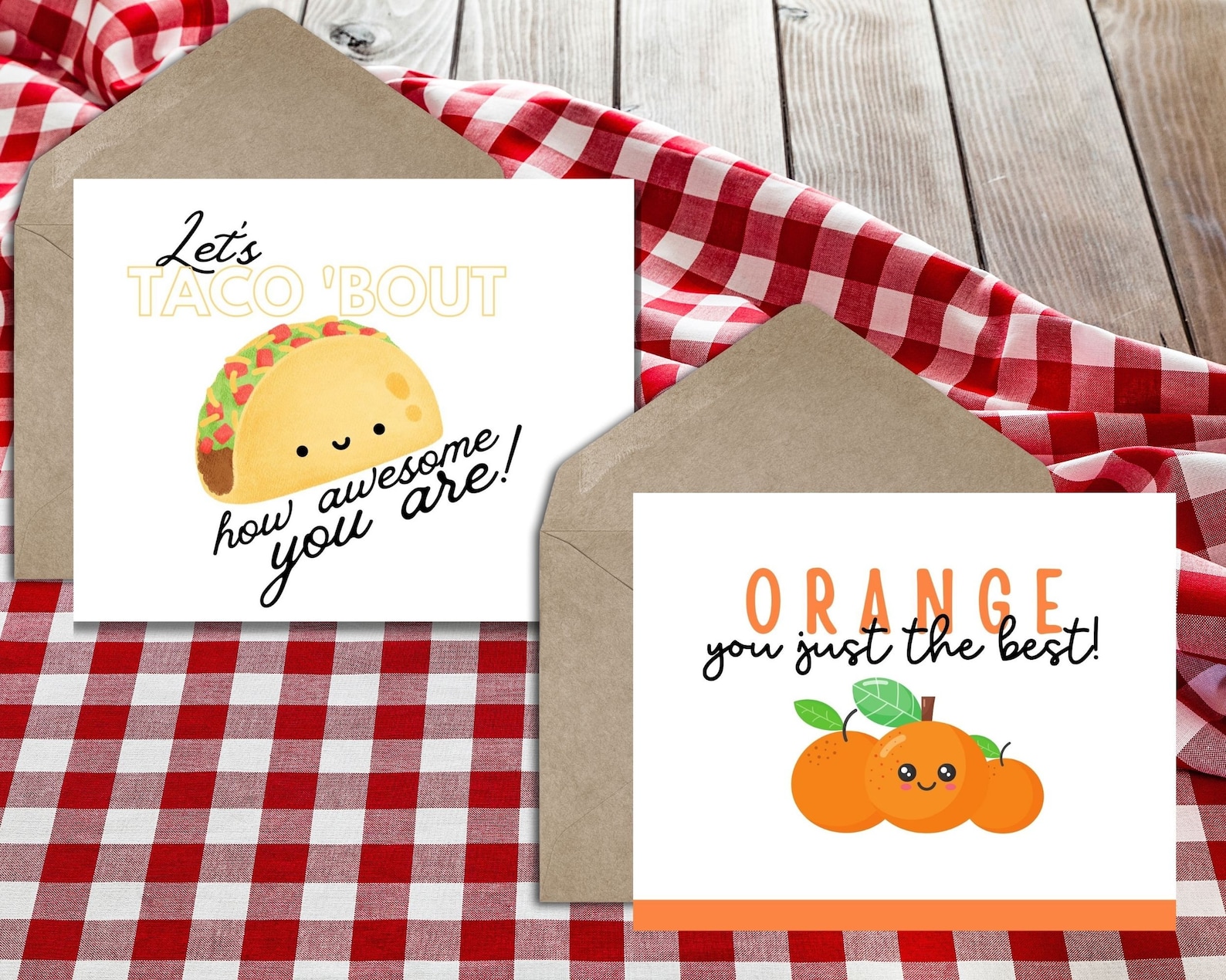 Thank You Food Pun Printable Note Card Bundle, Foldable Funny Thank You ...