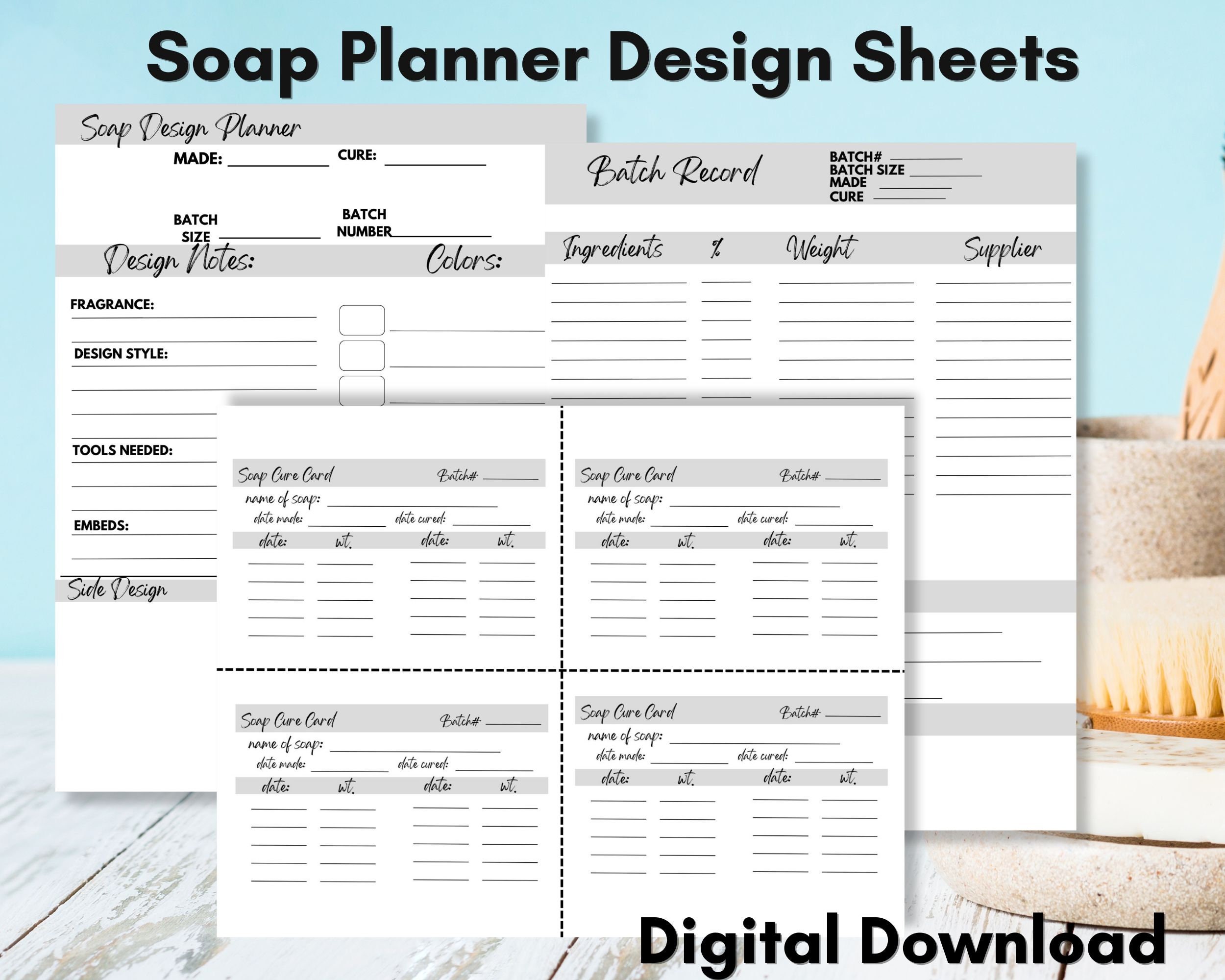 Soap Design Planning Printable Bundle, for a Soap Maker, Soap Business ...