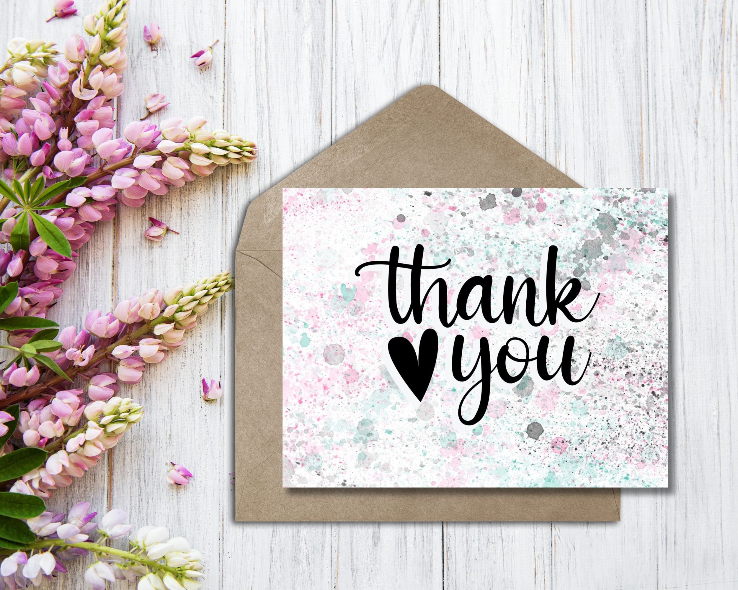 Thank You Printable Note Card Bundle, Foldable Watecolor Thank You ...