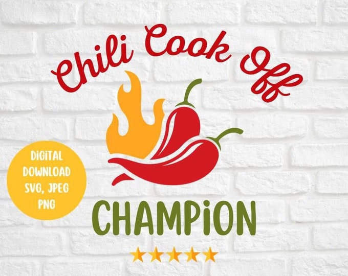 Chili Cookoff Champion, Chili SVG, Chili Cook off SVG, Chili Champion ...