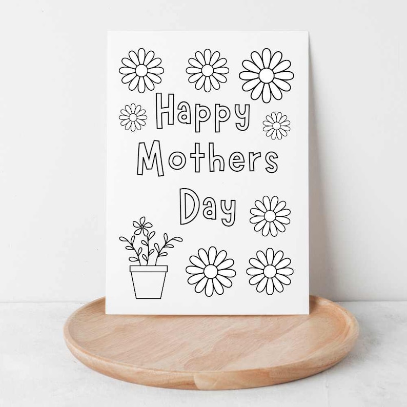 Colorable Mothers Day Cards, Coloring Cards for Mothers Day, Printable ...
