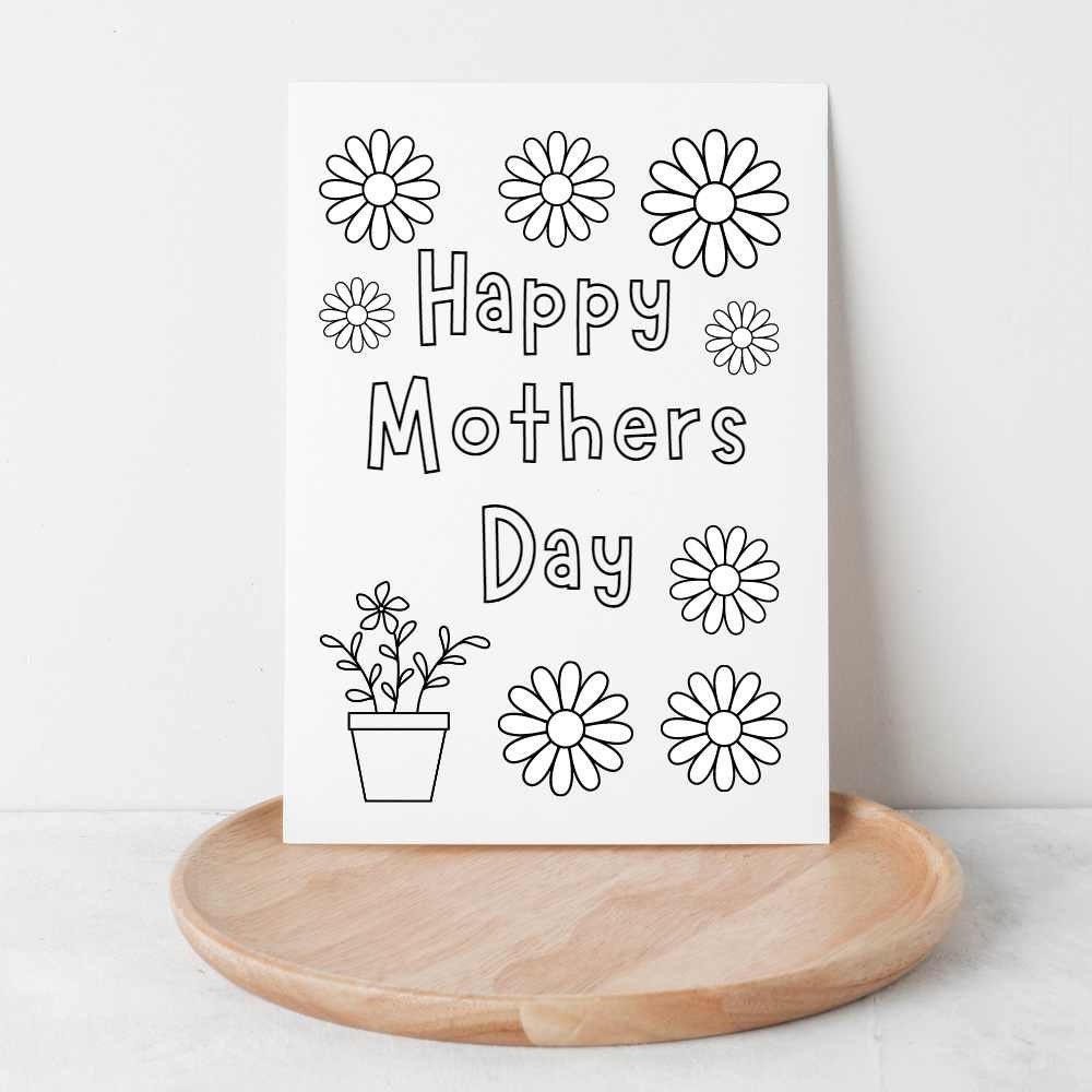 Colorable Mothers Day Cards, Coloring Cards for Mothers Day, Printable ...