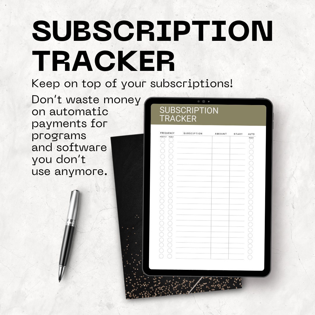 Subscription Tracker, Instant Download, A5 + A4, Membership Tracker ...
