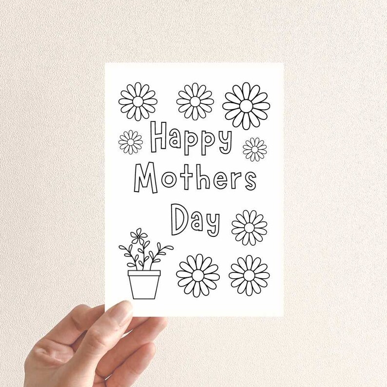 Colorable Mothers Day Cards, Coloring Cards for Mothers Day, Printable ...