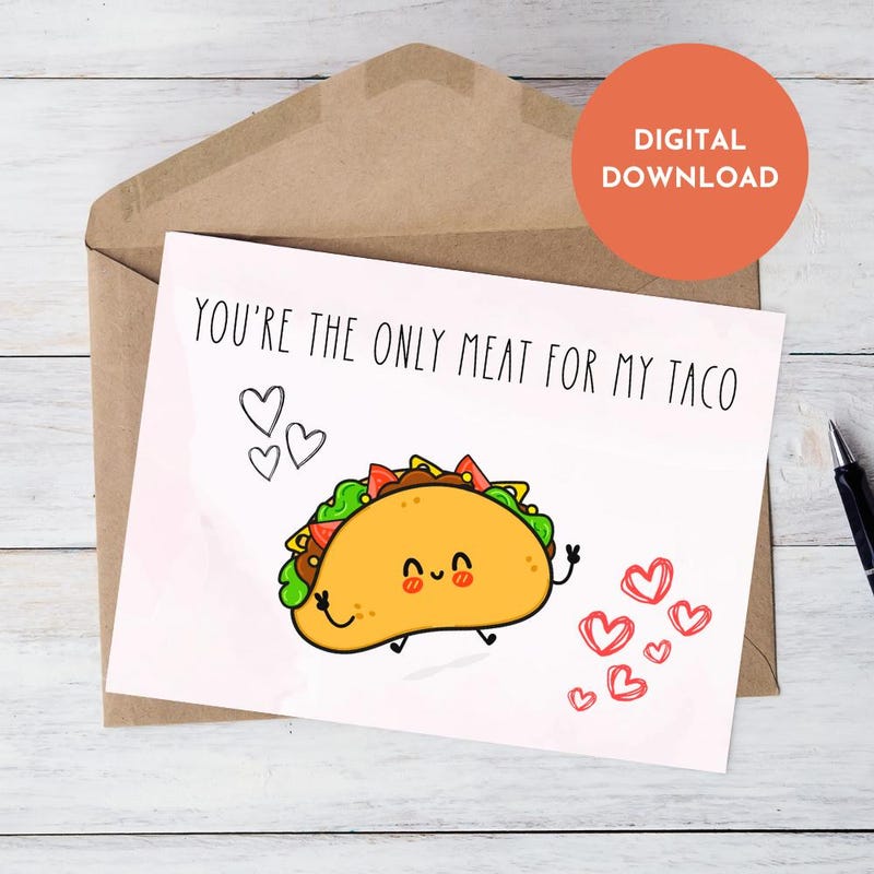 Taco Valentine Card - Etsy