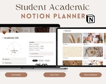 Light Academia Student Notion Template Planner Aesthetic - Etsy