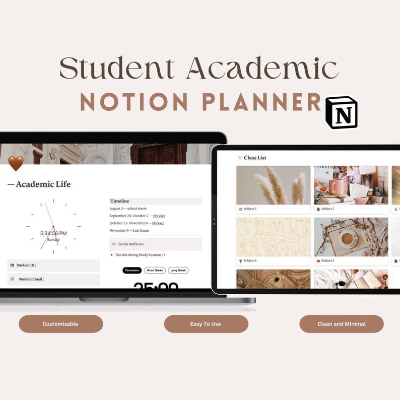 Student Life Planner Notion Template| Spaced Repetition| Assignment ...