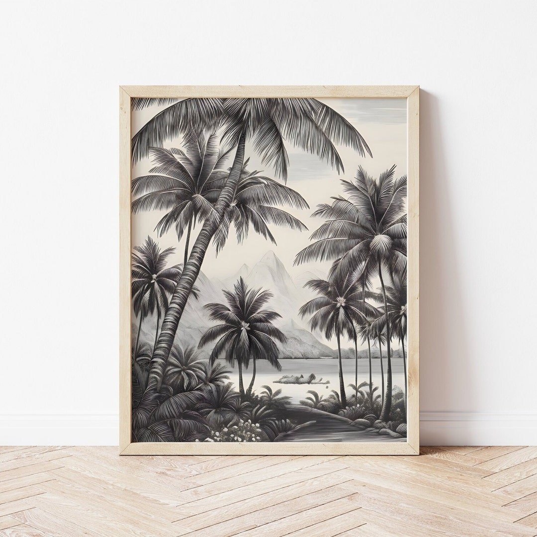 Vintage Tropical Wall Art Black & White Botanical Tropical - Etsy Vintage Tropical Wall Art Black & White Botanical Tropical - Etsy