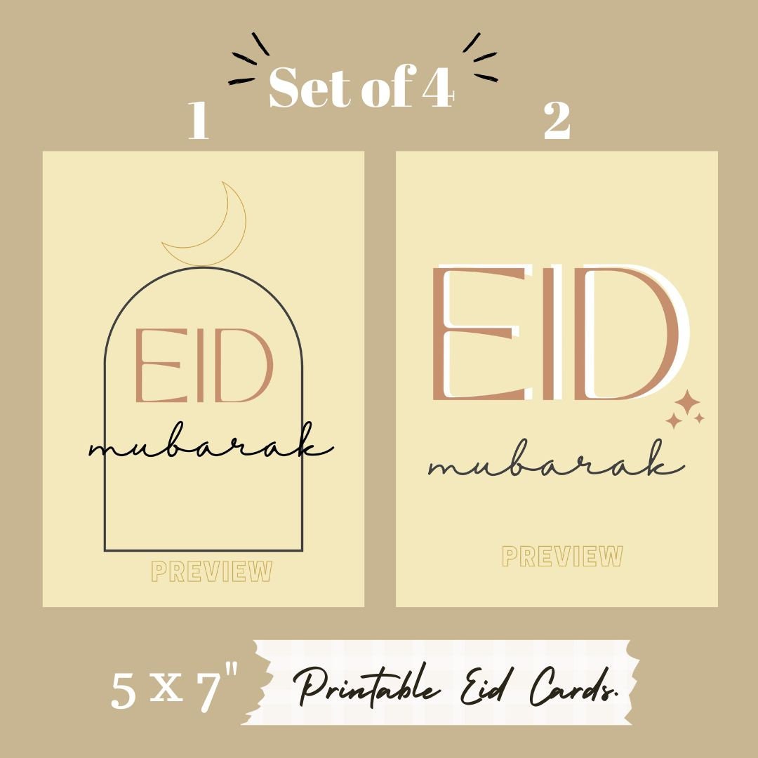 Printable Eid Cards | Digital Downloads | Neutral Eid Cards | Eid Mubarak Cards | Neutral Colors ...