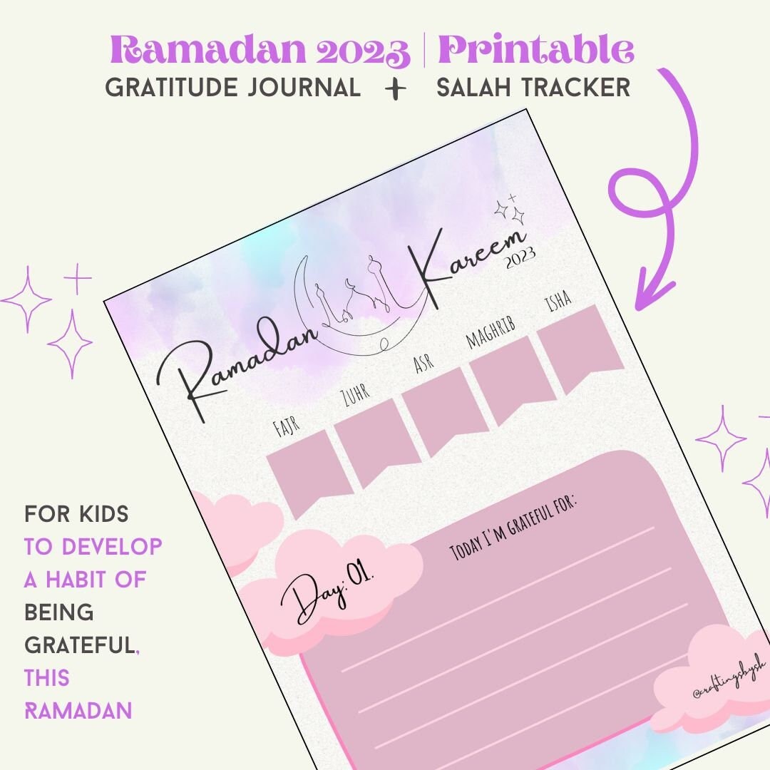 Printable Ramadan Gratitude Journal | Prayer Tracker | Children Ramadan ...