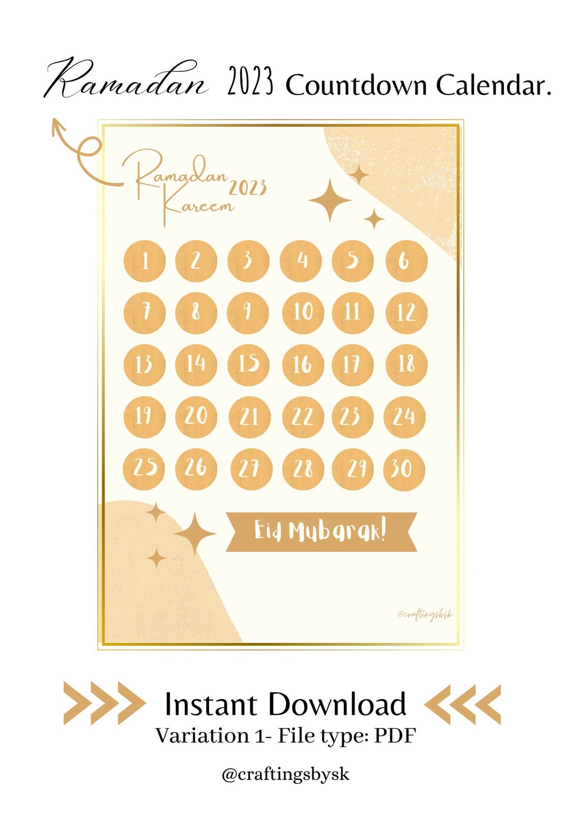 Ramadan 2023 Countdown Calendar | Printable | Ramadan Calendar ...
