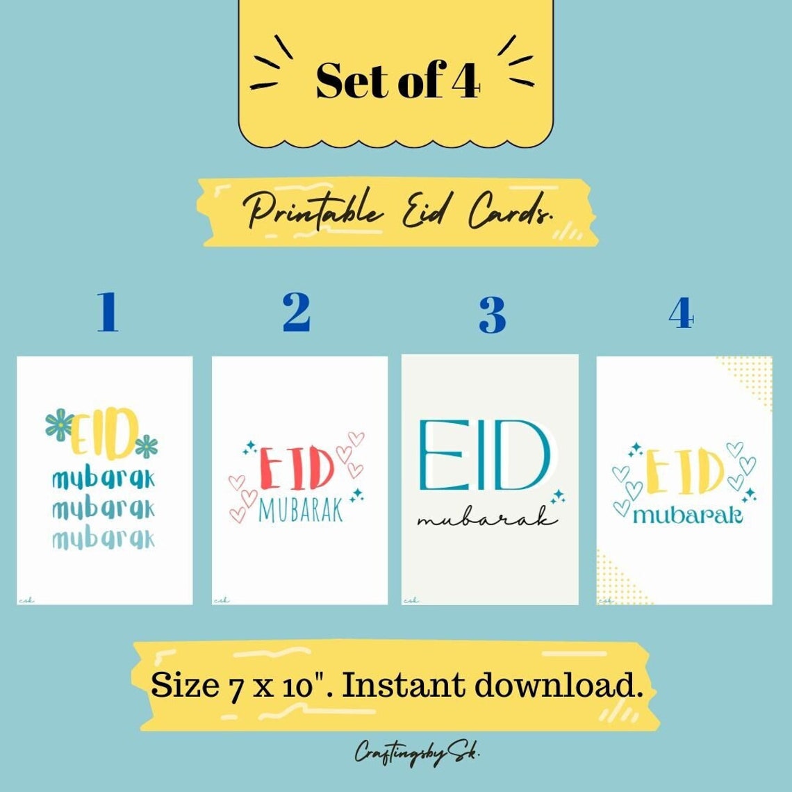 Eid Mubarak Cards | Printable Eid Cards | Instant Downloads | Printable ...