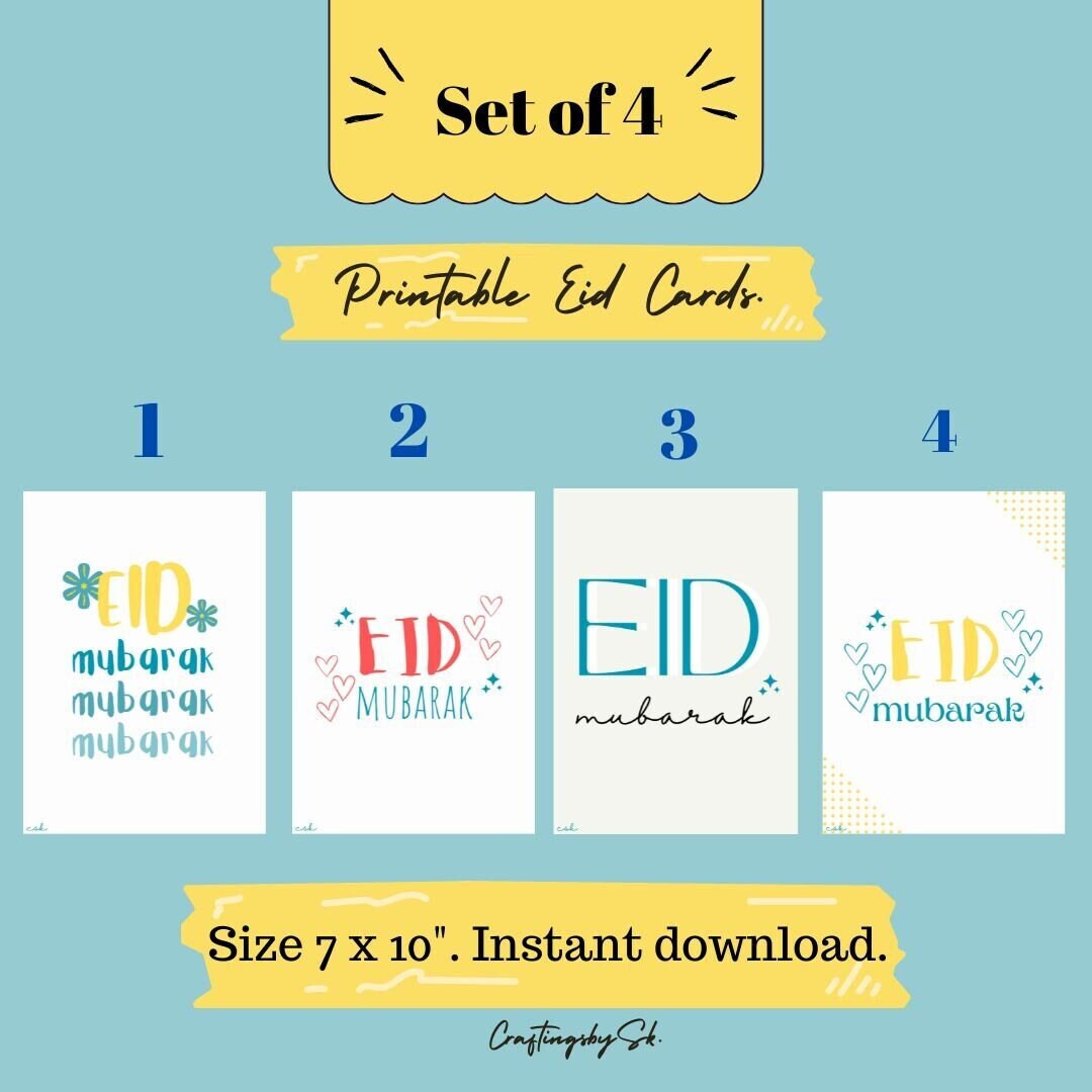 Eid Mubarak Cards | Printable Eid Cards | Instant Downloads | Printable ...