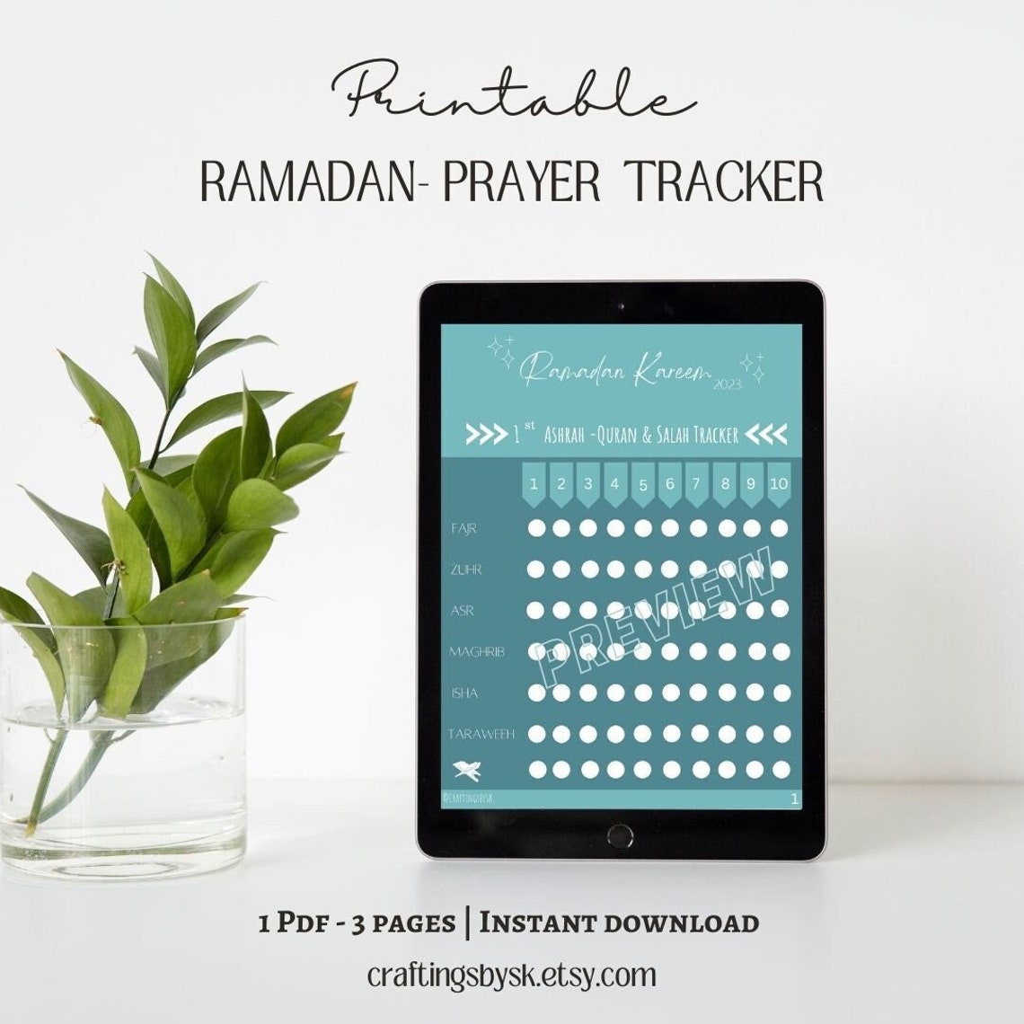 Digital Ramadan Prayer Tracker | Quran Tracker | Printable | Instant ...