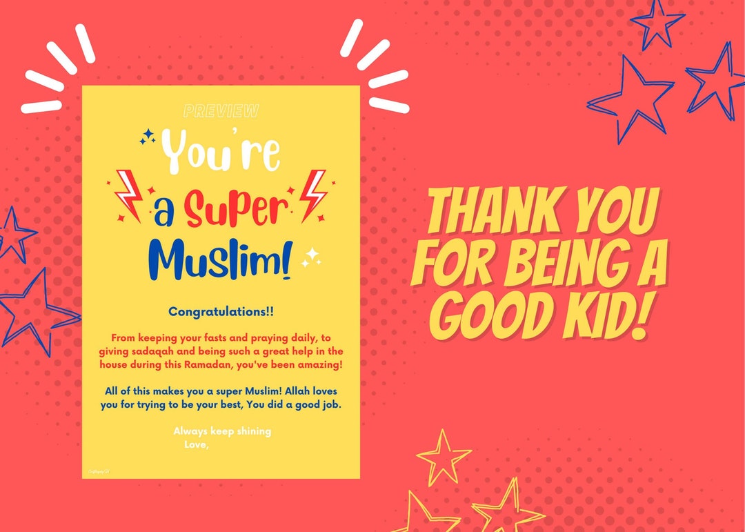 Ramadan Appreciation Card for Kids | Digital Download | Card for ...