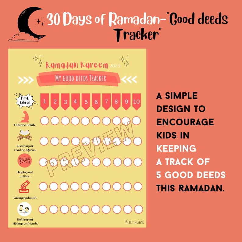 Ramadan Good Deeds Tracker Instant Download Printable Ramadan Activity ...
