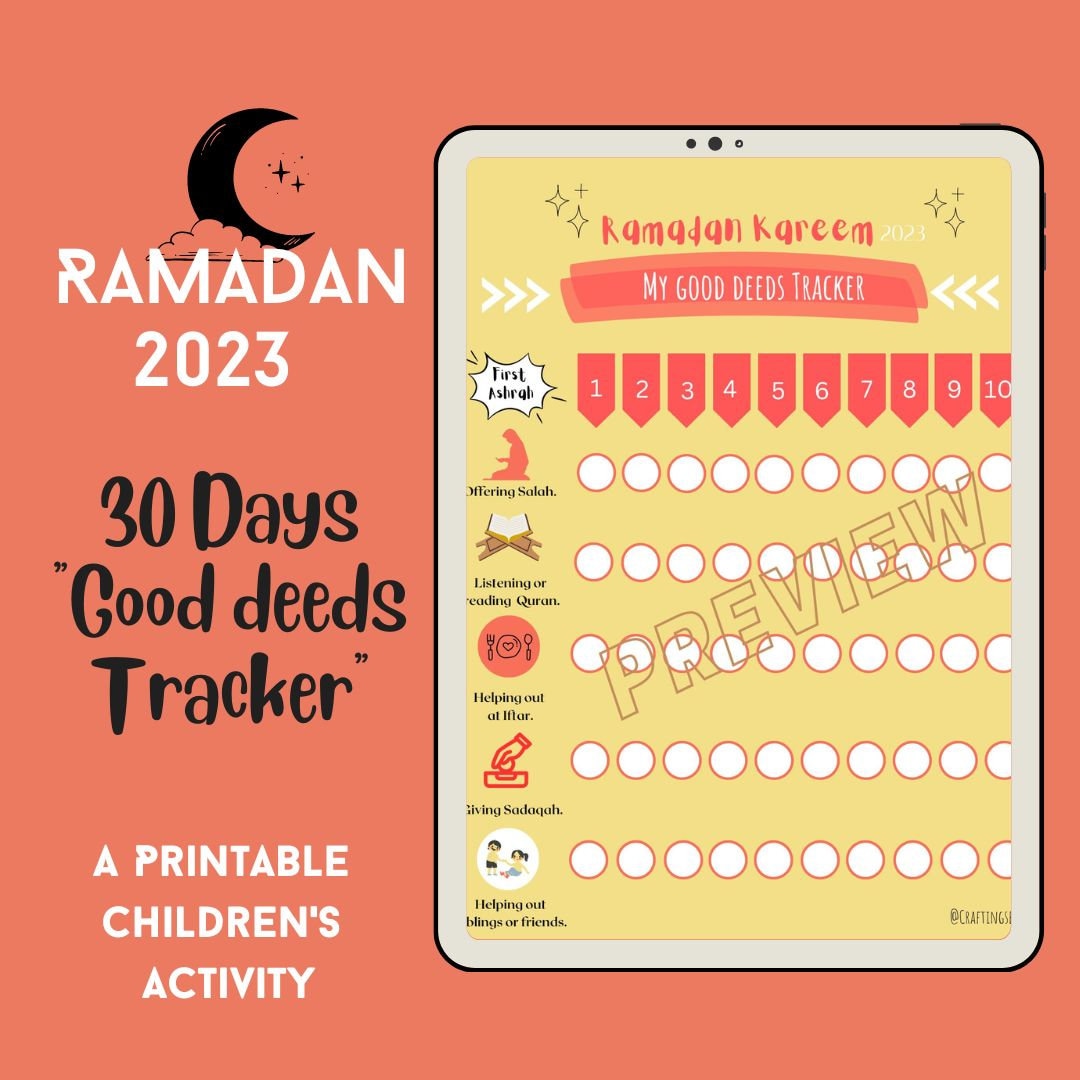 Ramadan Good Deeds Tracker | Instant Download | Printable Ramadan ...