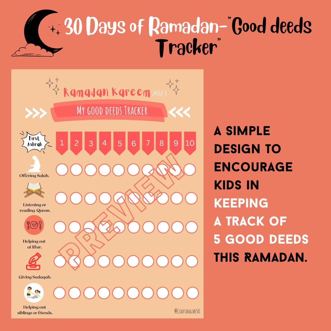 Ramadan Good Deeds Tracker | Instant Download | Printable Ramadan ...